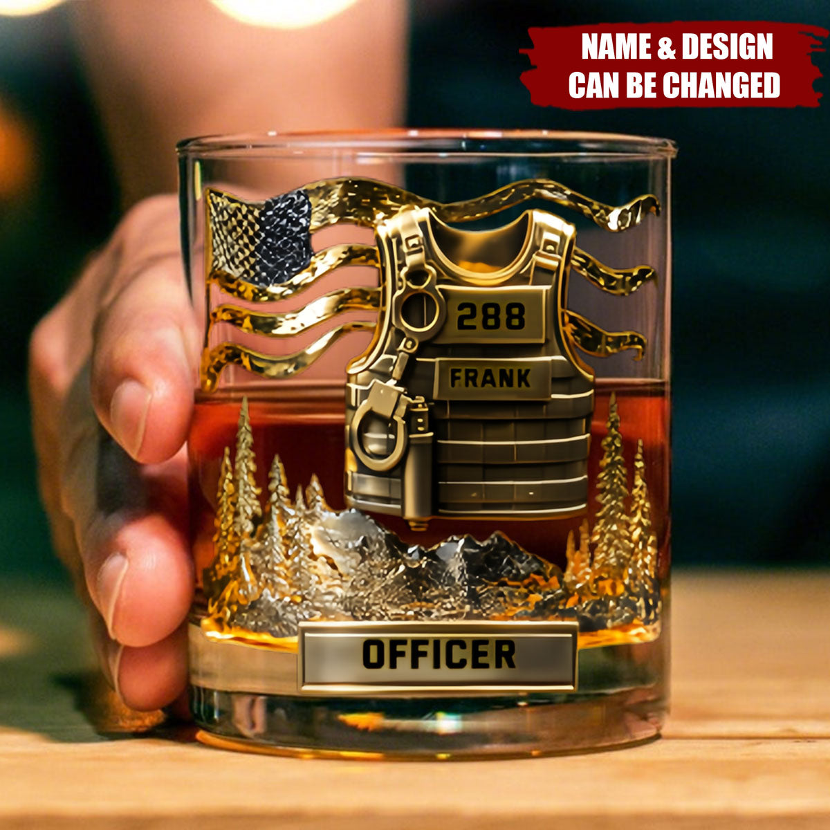 Serve And Protect - Personalized Police Officer Whiskey Glass - sun-rais